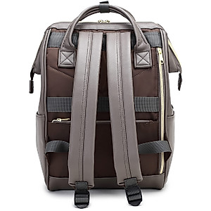 Kah&Kee Leather Backpack Diaper Bag Laptop Travel Doctor Teacher Bag For Women Man (Grey II)