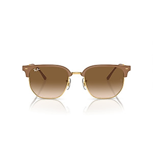 Ray-Ban RB4416 New Clubmaster Square Sunglasses, Beige On Gold/Brown Gradient, 51 mm
