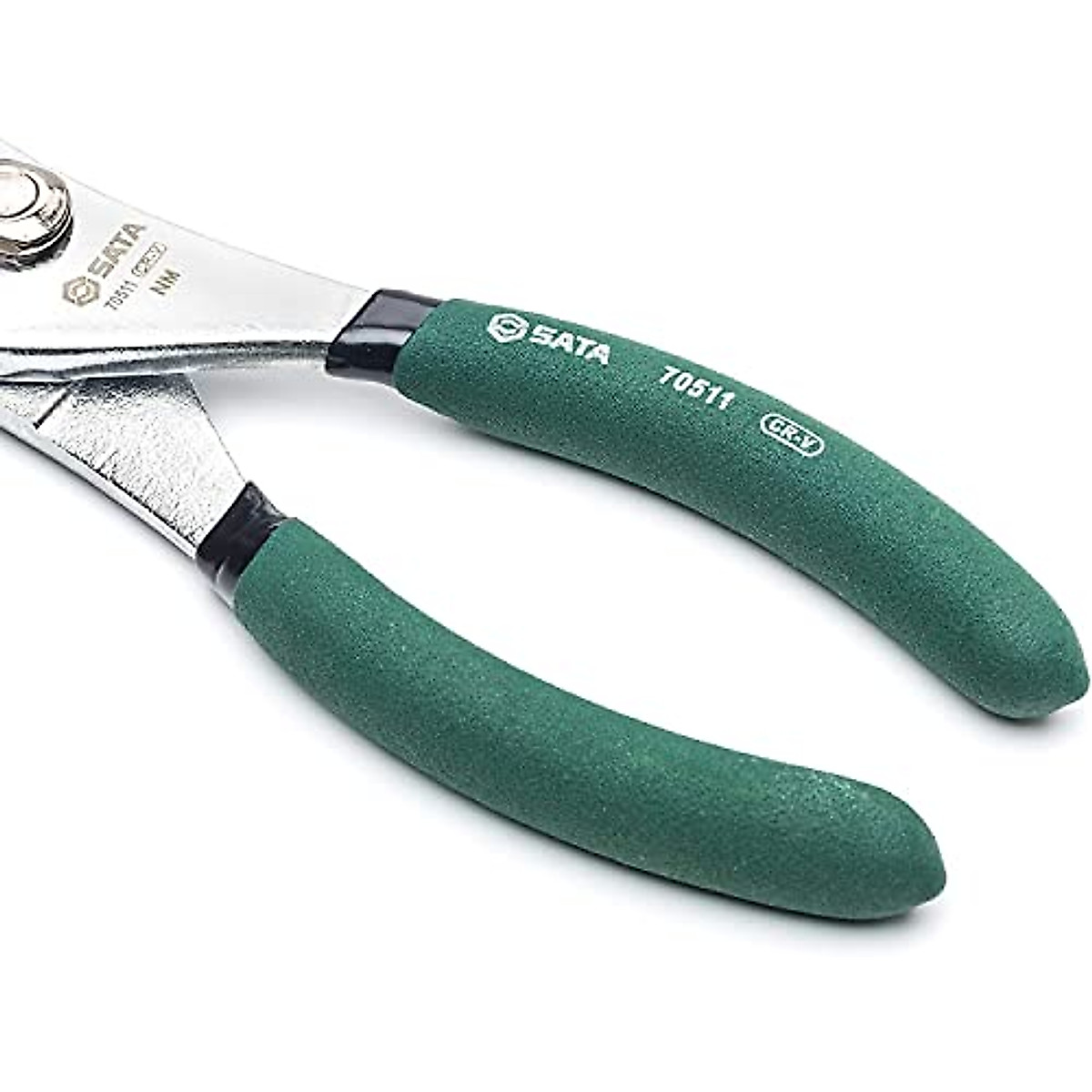 SATA 6-Inch Slip-Joint Pliers, Chrome Vanadium Steel Body, with Green Handles and Rivet Joint Assembly - ST70511ST
