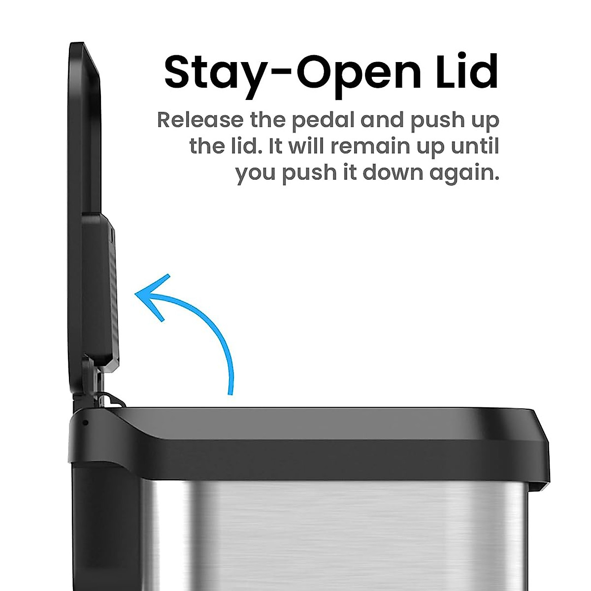 iTouchless SoftStep EXP 13.2 Gallon Step Pedal Trash Can Recycling Bin with Odor Filter Stainless Dent-Proof Plastic Lid Garbage Trashcan 50 Liter Home Office Bedroom Living Room Garage Wastebasket