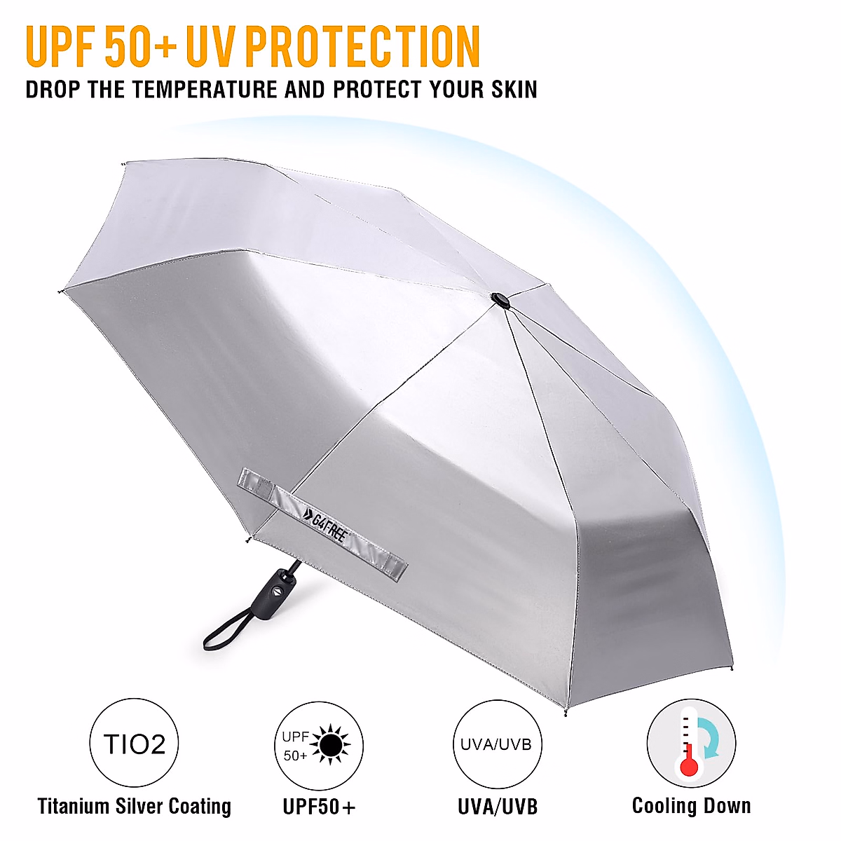 G4Free UPF 50+ UV Protection Large Travel Umbrella 42/46 Inch Auto Open Close Windproof Sun Blocking Umbrella