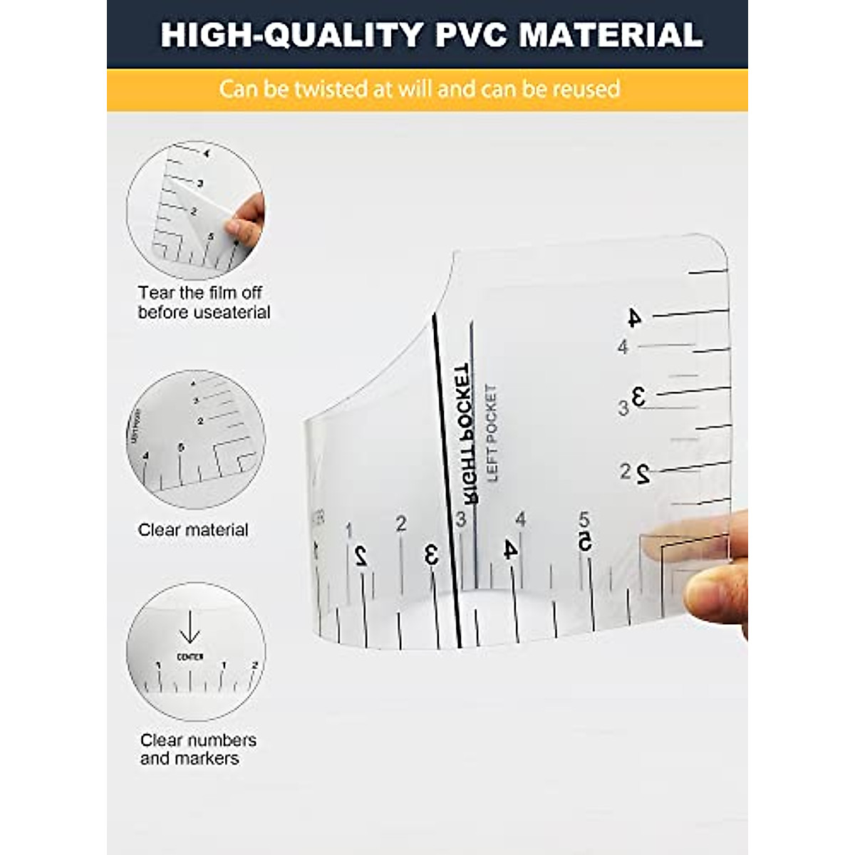 9 Pcs Tshirt Ruler Guide for Vinyl Alignment and Sublimation Blanks,Craft Sewing Supplies Accessories Tools for Heat Press HTV Heat Transfer Vinyl (Transparent)