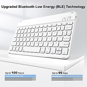 Aoub Keyboard Case for iPad 9th Generation 2021/8th Gen 2020/7th Gen 2019 10.2 Inch, Detachable Wireless Bluetooth Keyboard, Stand Folio Keyboard Cover with Pencil Holder, Auto Sleep/Wake, Gray White