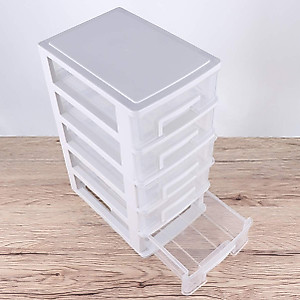 PATKAW Plastic Storage Bins Five-layer Organizer Drawers 1PC 31.4x21.1x15.2cm Drawer Type Storage Cabinet Plastic Storage Drawers 5 Drawer Plastic Storage~White Plastic Drawers (7D8X2161O17VNJLD)