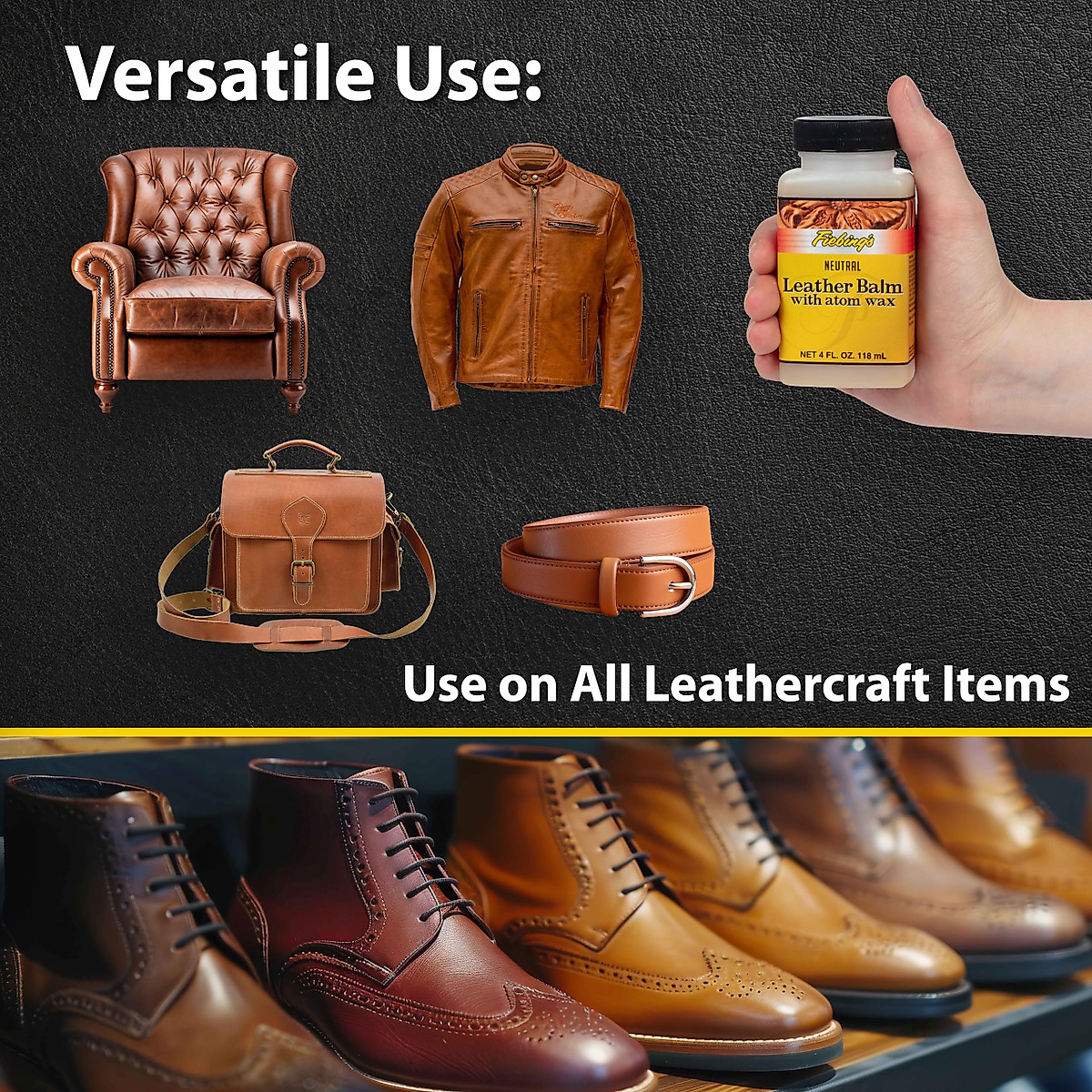 Fiebing's Leather Balm with Atom Wax Neutral, 4 oz