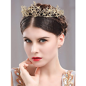 Yean Adult Tiaras and Crowns Gold Wedding Princess Queen Crown Baroque Vintage Rhinestone Tiara Hair Accessories for Women and Men (Gold)