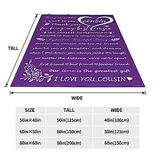 to My Cousin Throw Blanket Cousin Gifts for Women Birthday Gifts Blankets for Cousin Soft Warm for All Season 50"x60"