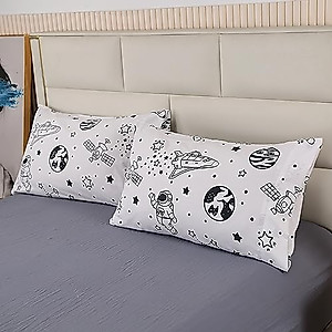 MAG 3Pcs Out Space Bedding Comforter Set,Space Bedding Twin,White Galaxy Comforter Set for Toddlers Kids,Boys Teens and Girls,Microfiber (1 Comforter + 2 Pillowcases).