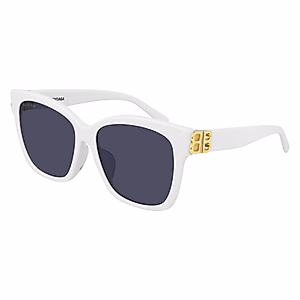 Balenciaga Square Sunglasses BB0102SA 004 White/Gold 57mm 102