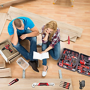 Home Tool Set with Power Drill, 85 Piece Electric Drill Kit with 12V Cordless Drill Driver, Household Tool Kit for All Purpose, Drill Sets Combo Kit with Tool Case for DIY Project and House Repair
