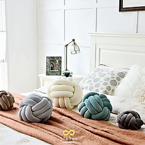 Sioloc Soft knot ball pillows,round throw pillow cushion Home Decoration Plush Pillow,Throw Knotted Pillow Handmade Round Plush Pillow（7.8inches,Ivory）