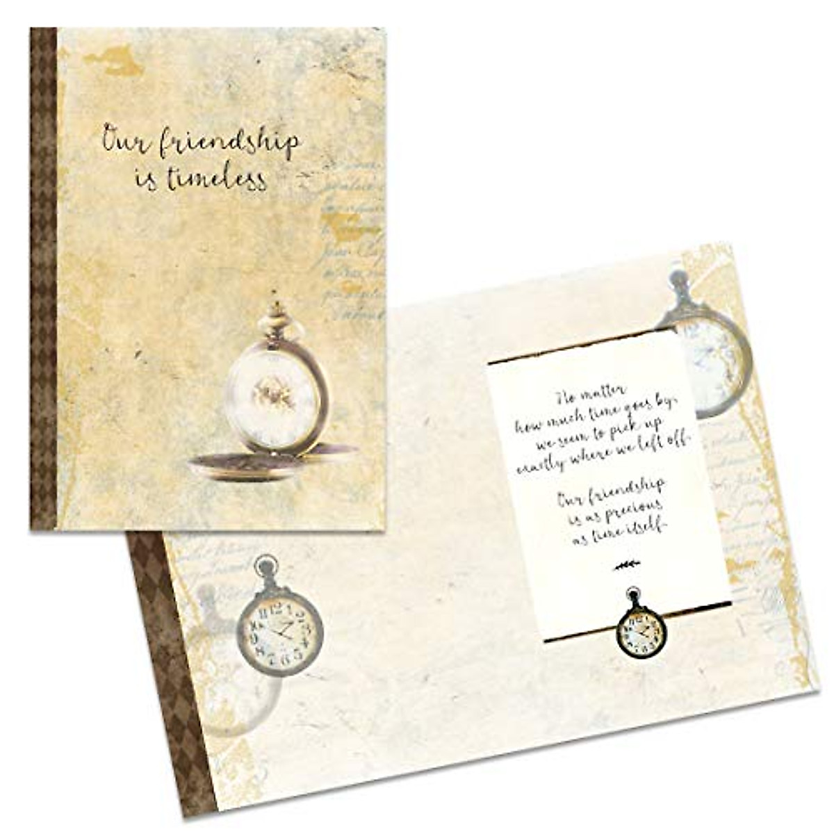 Smiling Wisdom - Timeless Friend Special Friendship Greeting Card with Time Intertwined Double Circle Necklace Gift Set - Best BFF Bestie Woman - Stainless Steel CZ (Silver)