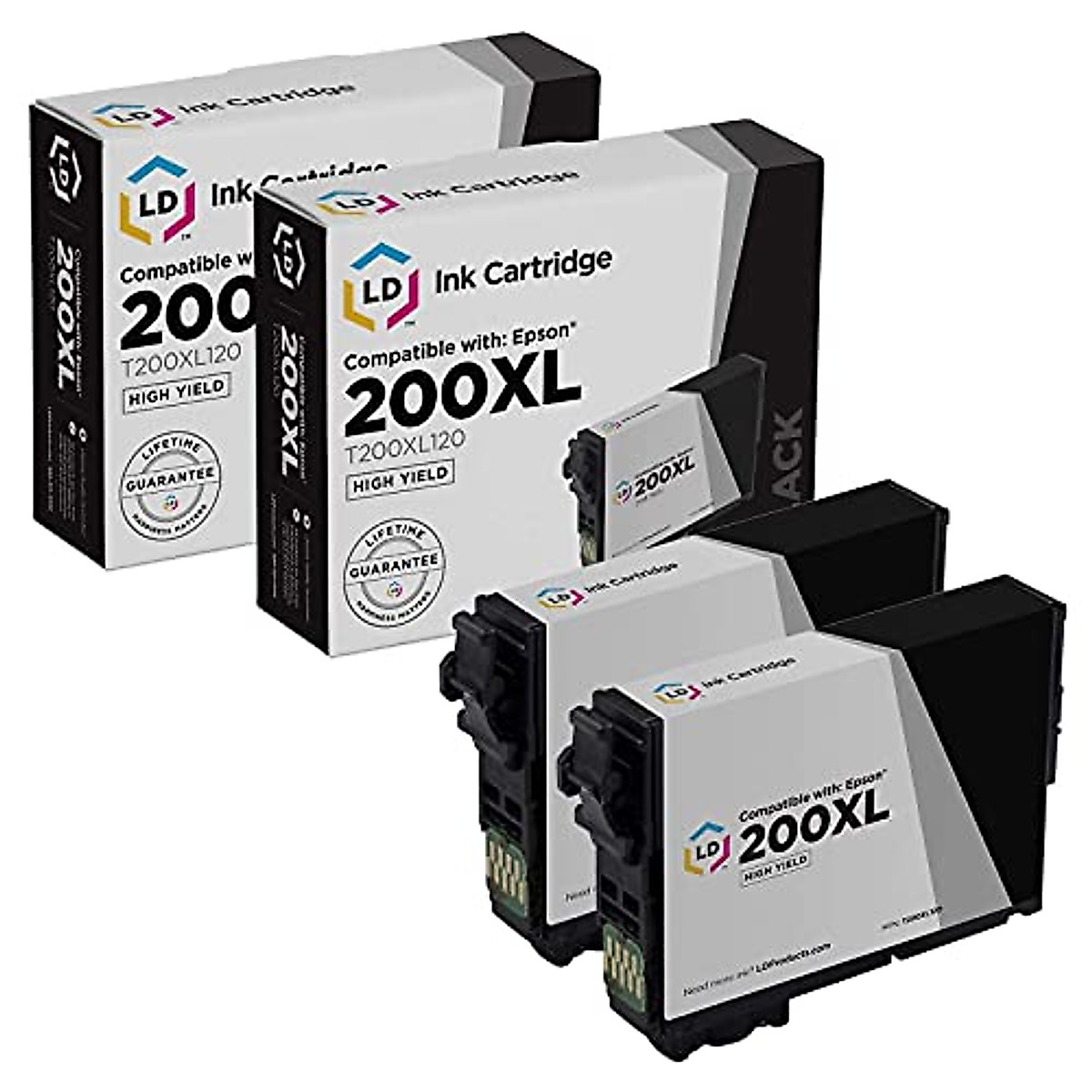 LD Products Remanufactured Ink Cartridge Replacement for Epson 200XL ( Black , 2-Pack )