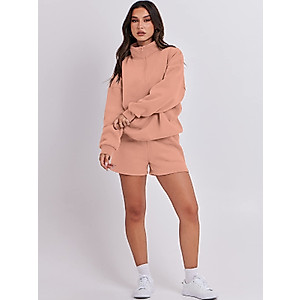 ANRABESS Women's Two Piece Outfits Sweat Lounge Short Set Long Sleeve Gym Sweatsuit Tracksuit 2024 Fall Fashion Clothes Small