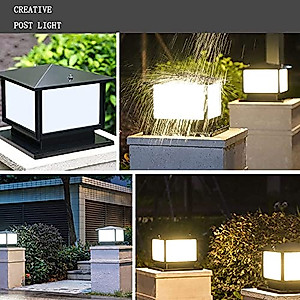 DLGGO European Waterproof IP65 Outdoor Pillar Light Vintage Patio Aisle Lawn Column Light Villa E27 Cap Light Aluminum Acrylic Post Lantern Fence Garden Pedestal Lamp