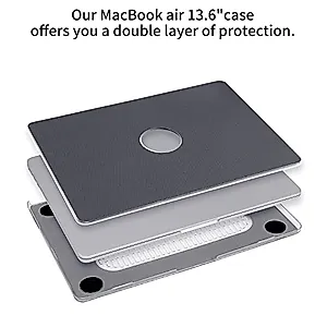 DULINEDO Compatible with MacBook Air 13.6 Inch Case 2022 Release (Model: A2681 M2) Premium PU Leather & Hard Shell Laptop Case (Black)