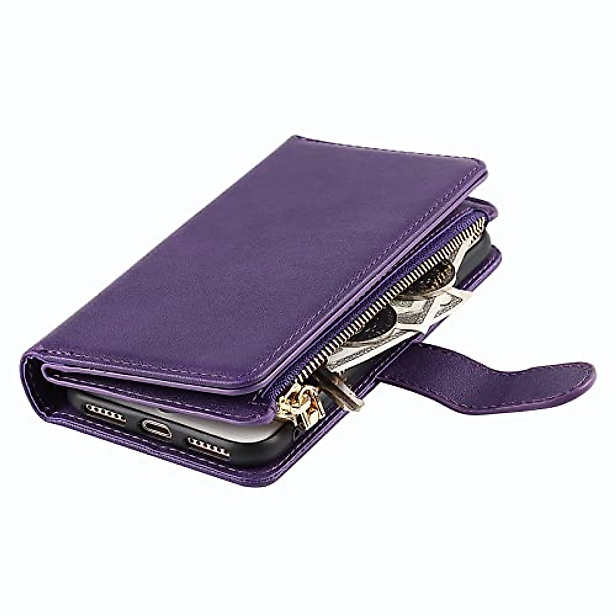 Jaorty iPhone SE 2022/SE 2020/iPhone 8/iPhone 7 Phone Case Wallet for Women Men with Card Holder,iPhone SE 2022 Crossbody Case with Strap Shoulder Lanyard,Zipper Pocket PU Leather Cases,4.7" Purple