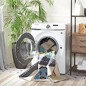 SAFAVIEH Kids Playhouse Collection Area Rug - 5'5" x 7'7", Beige & Green, Non-Shedding Machine Washable & Slip Resistant Ideal for High Traffic Areas for Boys & Girls in Playroom (KPH227A)