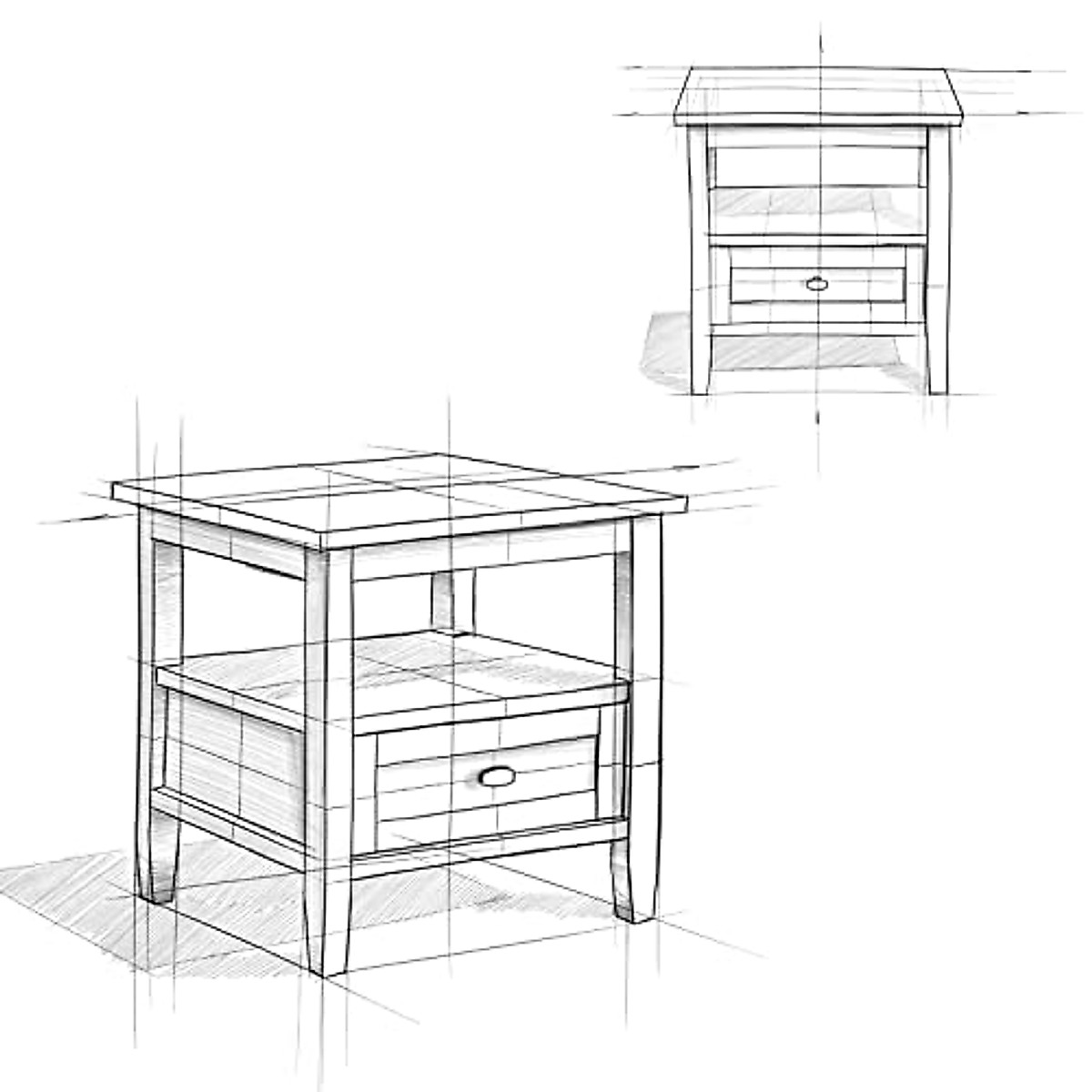 SIMPLIHOME Warm Shaker SOLID WOOD 20 inch wide Rectangle Rustic End Side Table in Light Golden Brown with Storage, 1 Drawer and 1 Shelf, for the Living Room and Bedroom