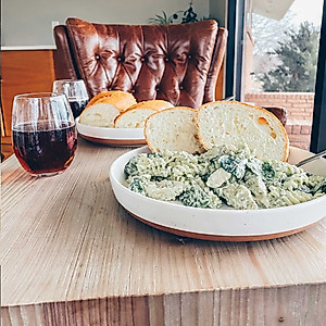 Mora Ceramic Flat Pasta Bowl Set of 4-35oz, Microwave Safe Plate with High Edge - Modern Porcelain Dinnerware for Kitchen and Eating, Large Wide Bowls/Plates for Serving Dinner, Salad, etc- Vanilla