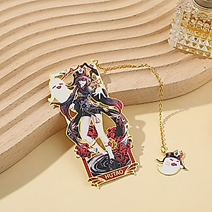 Anime Genshin Impact Hutao Bookmark - Xiao, Kazuha, Hutao, Raiden Shogun, Zhongli, Venti, Keqing Tassels Genshin Impact Book Marks Gifts for Students Scholar Reading