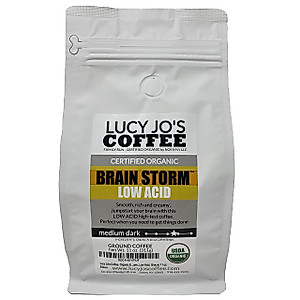 Lucy Jo's Coffee, Organic Brainstorm, Medium Dark Roast, Low Acid, Ground 11 oz
