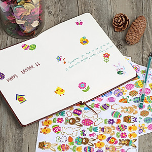 Naler Easter Stickers Sheet Assorted Easter Bunny Stickers for Easter Party Favor DIY Craft Art Making Decoration, 6-Pack, 300+pcs