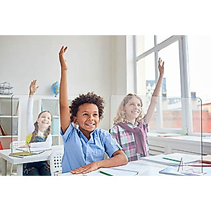 VARWANEO No Opening Sneeze Guard Panel for Counter and Desk, No Cutout Protective Plexiglass Shield, No Hole for Business, Office, School (24" W x 24" H)