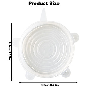 6 Pack Silicone Stretch Lids, Same Size Thicker Reusable Durable Silicone Container Cover for can Bowl, Covers, Cup, Expandable Silicone Lids for Food Storage Dishwasher and Freezer Safe, 3.75IN/9.5CM