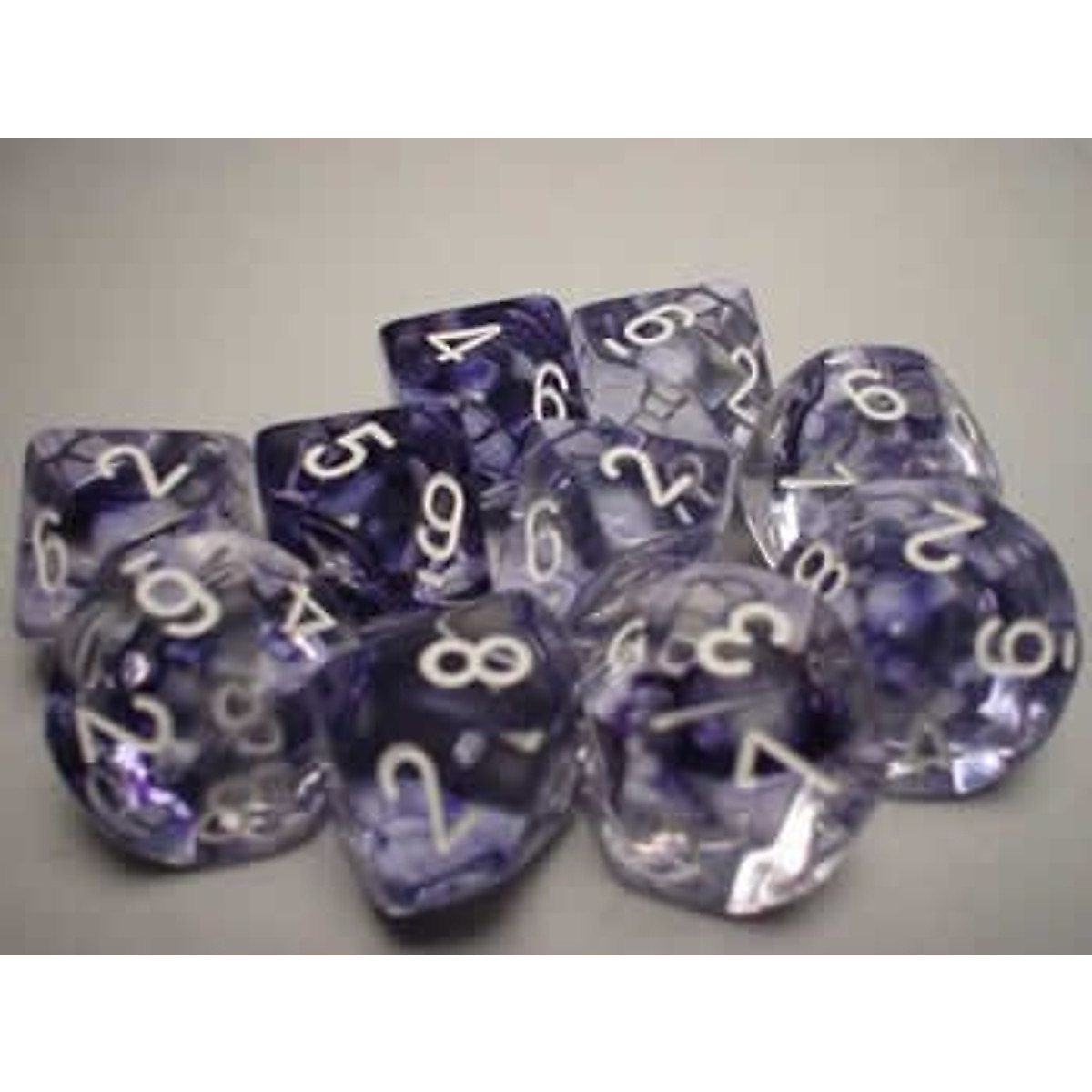 Chessex Dice Sets: Nebula Black with White - Ten Sided Die d10 Set (10)