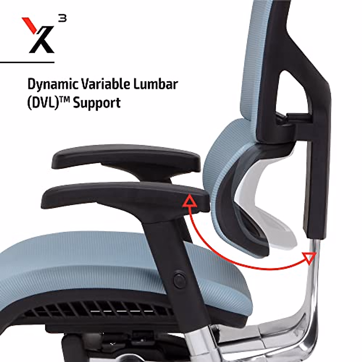 X-Chair X3 Management Office Chair, Glacier A.T.R. Fabric with Headrest - High End Comfort Chair/Dynamic Variable Lumbar Support/Floating Recline/Highly Adjustable/Durable/Executive Office Desk Seat