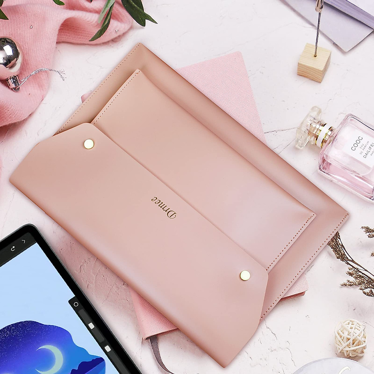 Devmlicor Leather Tablet Sleeve Case for 11 inch New iPad Pro / 10.9 inch New IPad Air 4/10.2/10.5/9.7 in New IPad, Samsung Galaxy Tab 10.1 Protective Bag, Fit Apple Smart Keyboard,Pink, 9-11 Inch