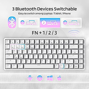LTC Neon75 Wireless 75% Triple Mode BT5.0/2.4G/USB-C Hot Swappable Mechanical Keyboard, 84 Keys Bluetooth RGB Compact Gaming Keyboard with Software, PBT Pudding Keycaps