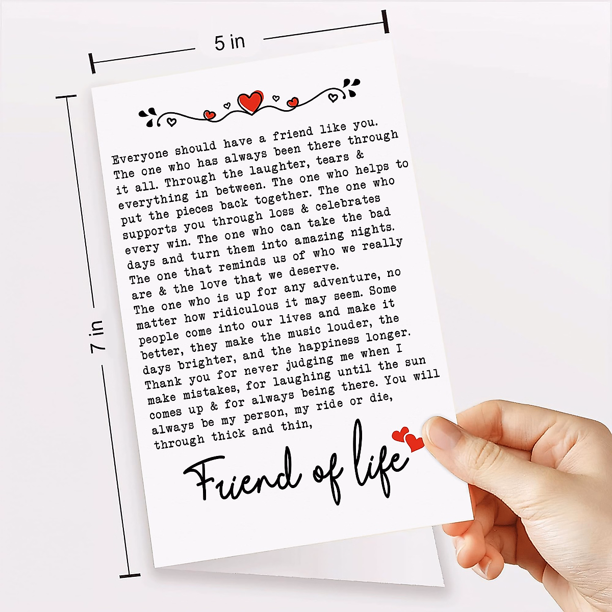 popmazing Best Friend Card - Thank You For Being In My Life - Friend For Life - Card For Special Friend - Recycled Card For Best Friend - Bestie Cards, 5 x 7 inches…
