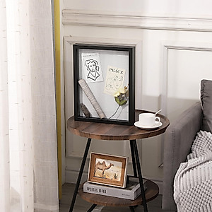 Muzilife 11x14 Shadow Box Picture Frame with Linen Board - Deep Wood & Glass Display Rustic Case Ready to Hang Memorabilia, Pins, Awards, Medals, Wedding, Tickets, and Photos, Black