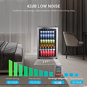 EUHOMY 4.5 Cu.ft Beverage Refrigerator and Cooler, 145 Can Mini fridge with Glass Door for Soda Beer Wine, Small Drink Dispenser with Digital Adjustable Thermostat for Home Office Bar