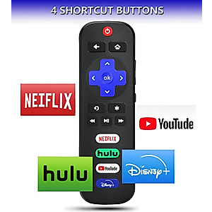 Replacement Remote for Roku TCL TV with Luminous Silicone Case, Compatible for TCL Roku, Hisense, Onn, Sharp, Element, Westinghouse, Philips Roku Series Smart TVs (Not for Roku Stick and Box)