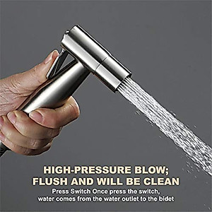 Handheld Bidet Sprayer Stainless Steel Sprayer Shattaf for Toilet, Brushed Nickel Bathroom Bidet Sprayer Head Only (01)