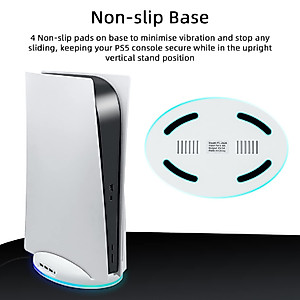 Mcbazel RGB Vertical Stand for PS5 Console, LED Base Gaming Stand with USB Hub Compatible with PS5 Console - White (NOT for PS5 Slim)