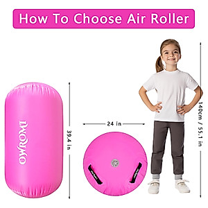 Inflatable Gymnastics Air Mat Tumble Track with Gymnastics Air Barrel - Inflatable Air Spot Tumbler Backbend Trainer Air Roller Tumbling Mat with Electric Pump