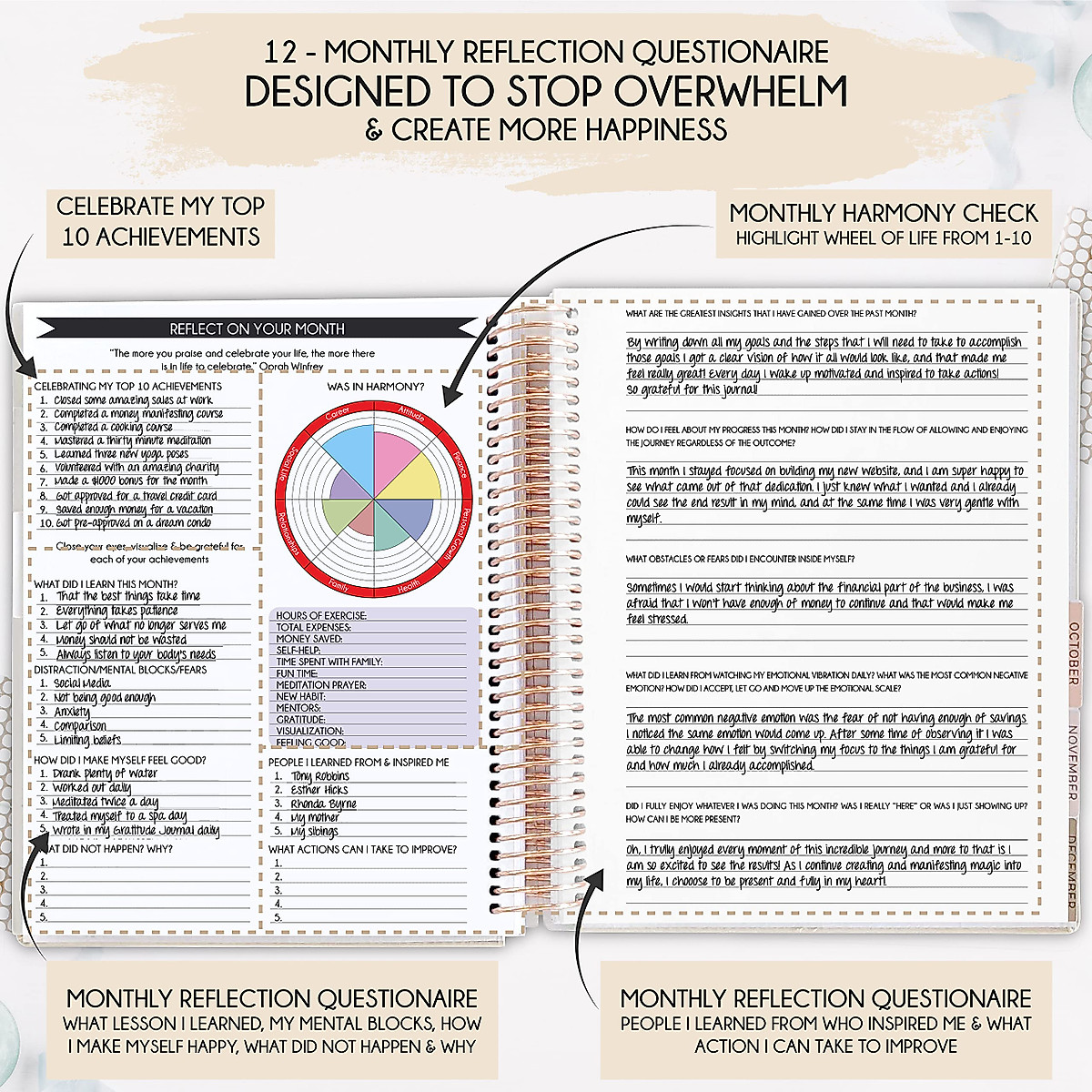 Manifestation Planner - Undated Deluxe Weekly & Monthly Life Planner to Achieve Your Goals, A 12 Month Journey to Increase Productivity, Organizer & Gratitude Journal & Stickers - B5 (10.1"x7.2")