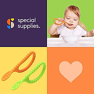 Special Supplies Duo Spoon Loops Oral Motor Therapy Tools, 2 Pack, Textured Stimulation and Sensory Input Treatment for Babies, Toddlers or Kids, BPA Free Silicone with Flexible, Easy Handle
