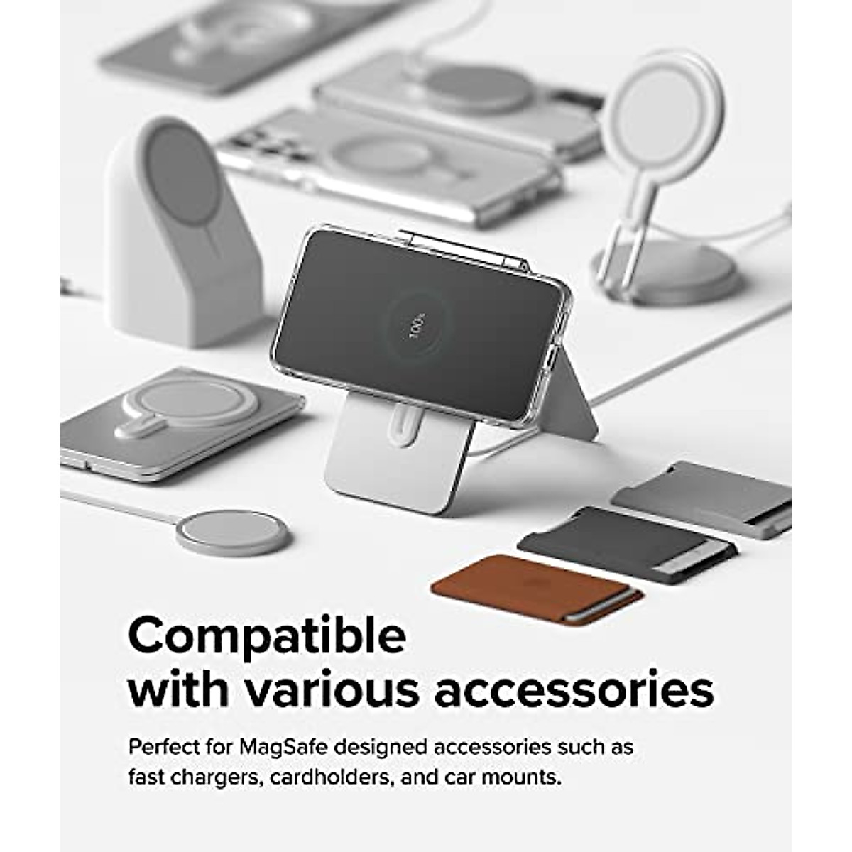 Ringke Magnetic Plate Compatible with MagSafe Accessories, Universal Adhesive Magnet Stickers with Installation Attachment Guide - White