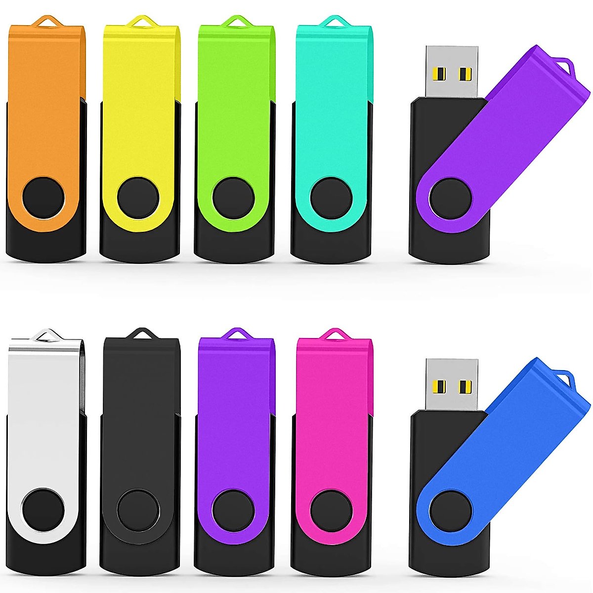 2GB USB Flash Drives 10 Pack 2 GB Thumb Drive TATMOHIK 2.0 USB Drives Bulk 2GB Swivel Design Flash Drive Pack with LED Indicator 2 Gig Jump Drive Pack, USB Stick, Memory Stick, Pen Drive, Mixed Color