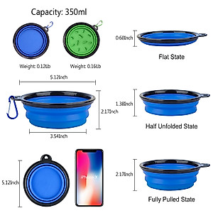 ARTECARE Portable Pet Travel Dog Bowls, 2 Pack Convenient Collapsible Dog Bowls, Small Pet Slow Feeder Design for Dogs Cats Feeding Watering with 2 carabiners