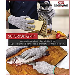 Rockland Guard Oyster Shucking Set- High Performance Level 5 Protection Food Grade Cut Resistant Gloves with 3.5’’ Stainless steel Oyster Knife, perfect set for shucking oysters