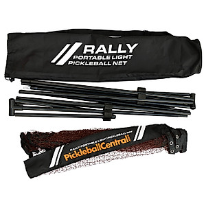 PickleballCentral Rally Portable Light Pickleball Net - 20 Foot Lightweight Portable Pickleball Net and Frame - Regulation Height - Easy Set-Up, Steel Tube Frame, Net Carry Bag