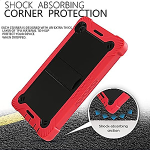 KIQ Guardian Series Samsung Galaxy Tab A 8.4 Case SM-T307 SM-T307U SMT307 2020 Kickstand Hard Durable Rugged Protective Cover W/Handle Shoulder Strap for Samsung Tab A 8.4 - Black Red