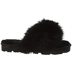 UGG Women's Fuzzalicious Slipper, Black, 5