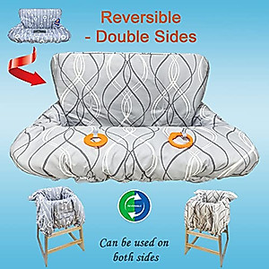 Shopping Cart Cover for Baby Grocery Cart Cover for Baby boy and Baby Girl, High Chair Cover for Baby and Toddler, Baby Registry Gift - Waterproof - Extra Large - Cotton - Double Sided (Grey)